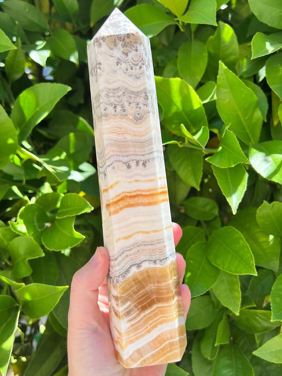 Orange Calcite With Dendrites Tower - Etsy