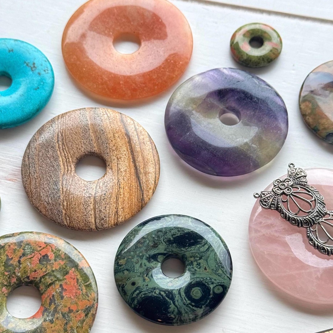 Gemstone Donut Pendant: Minimalist Stone Disc (1-2in) - Etsy