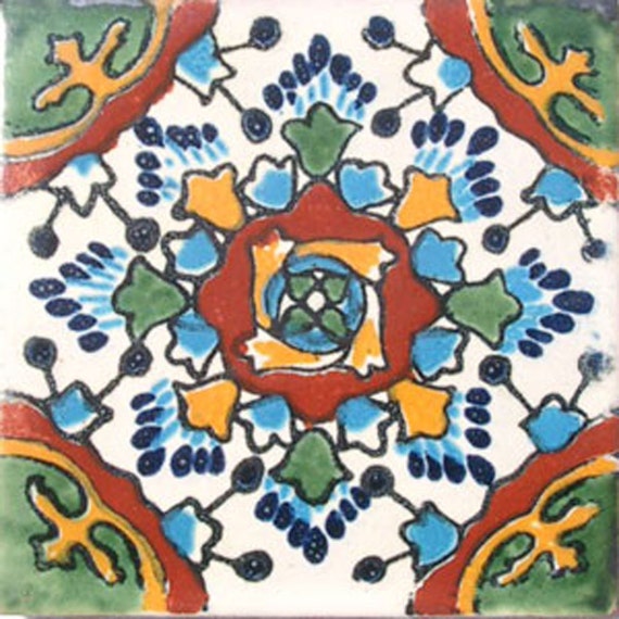 Talavera Tiles Handmade Mexican Talavera Tile Sample - Ceramic 4x4 Inch ...