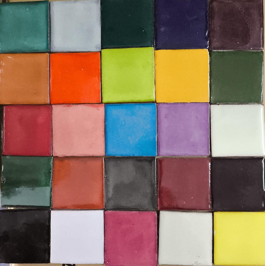 100 Solid 2x2 Inch. Individual Mexican Ceramic Handmade Tiles #004 - Etsy