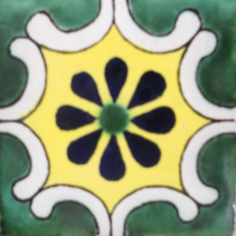 100 Assorted Mexican Ceramic 4x4 Inch Handmade Green Tiles 10 Each ...