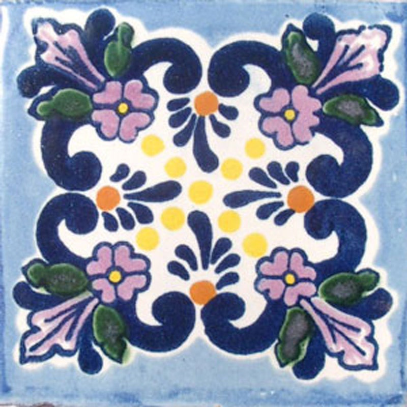 Floral Mexican Tile Mural - Etsy