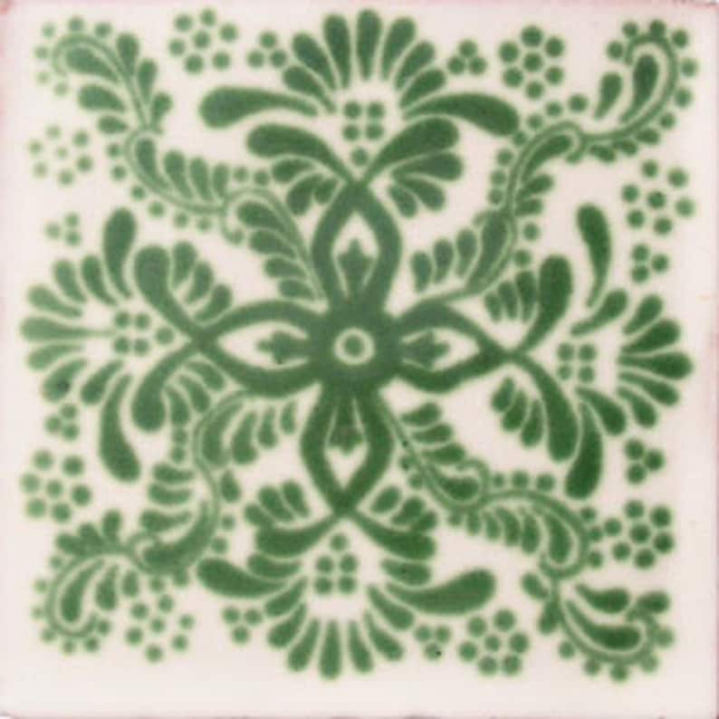 100 Assorted Mexican Ceramic 4x4 Inch Handmade Green Tiles 10 Each ...