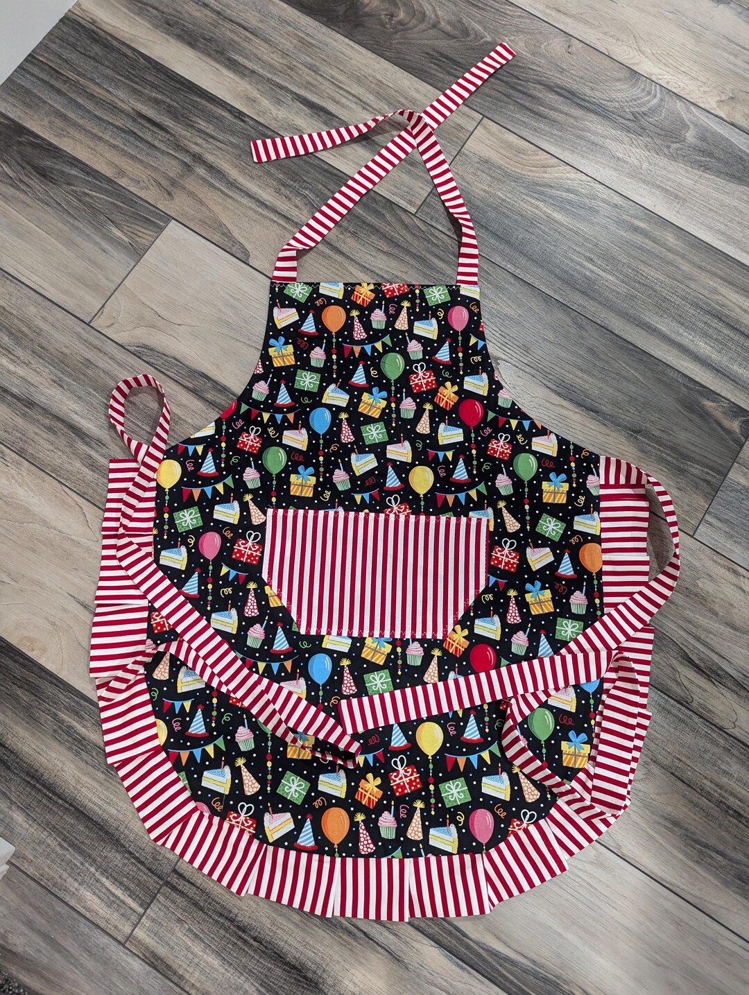 Adult Apron. Woman's Apron. Colorful BIRTHDAY Cake, Hats, Balloons on ...