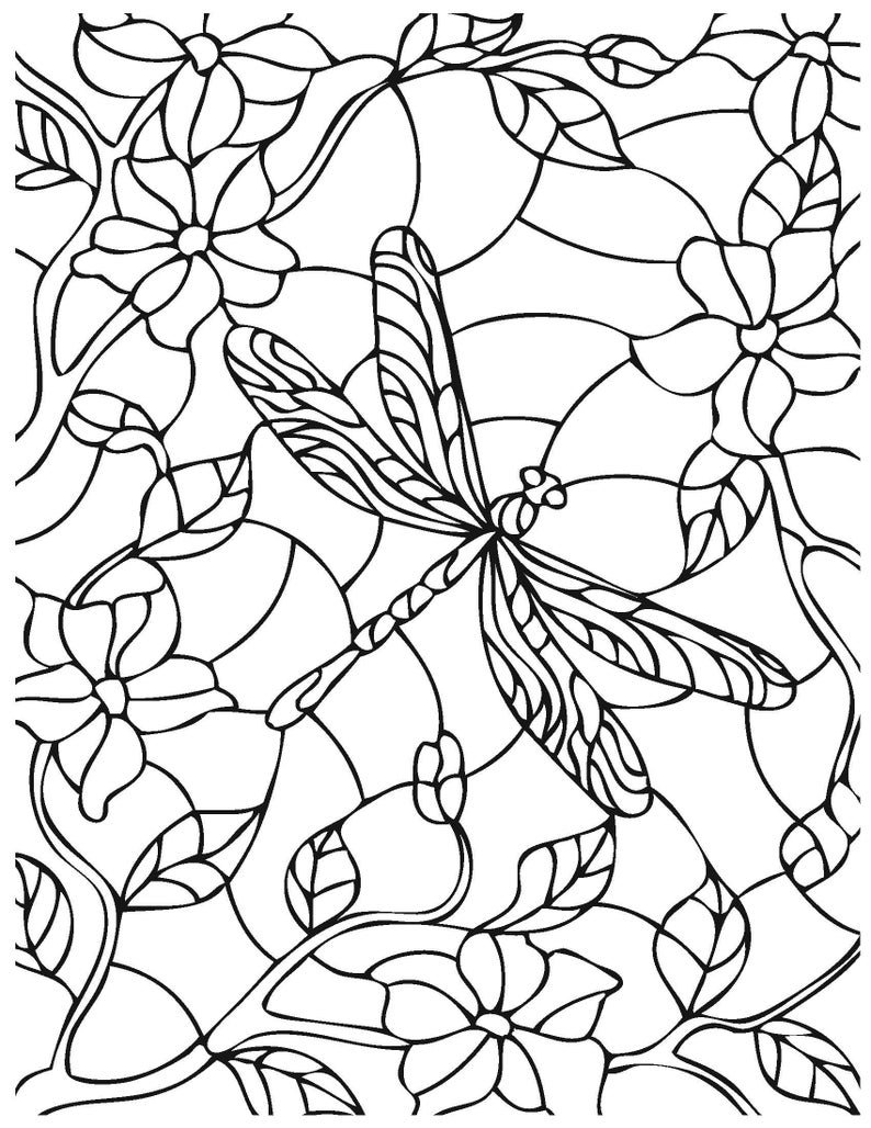 Nature Stain Glass Coloring Pages - Set of 10 - Digital Download - Etsy