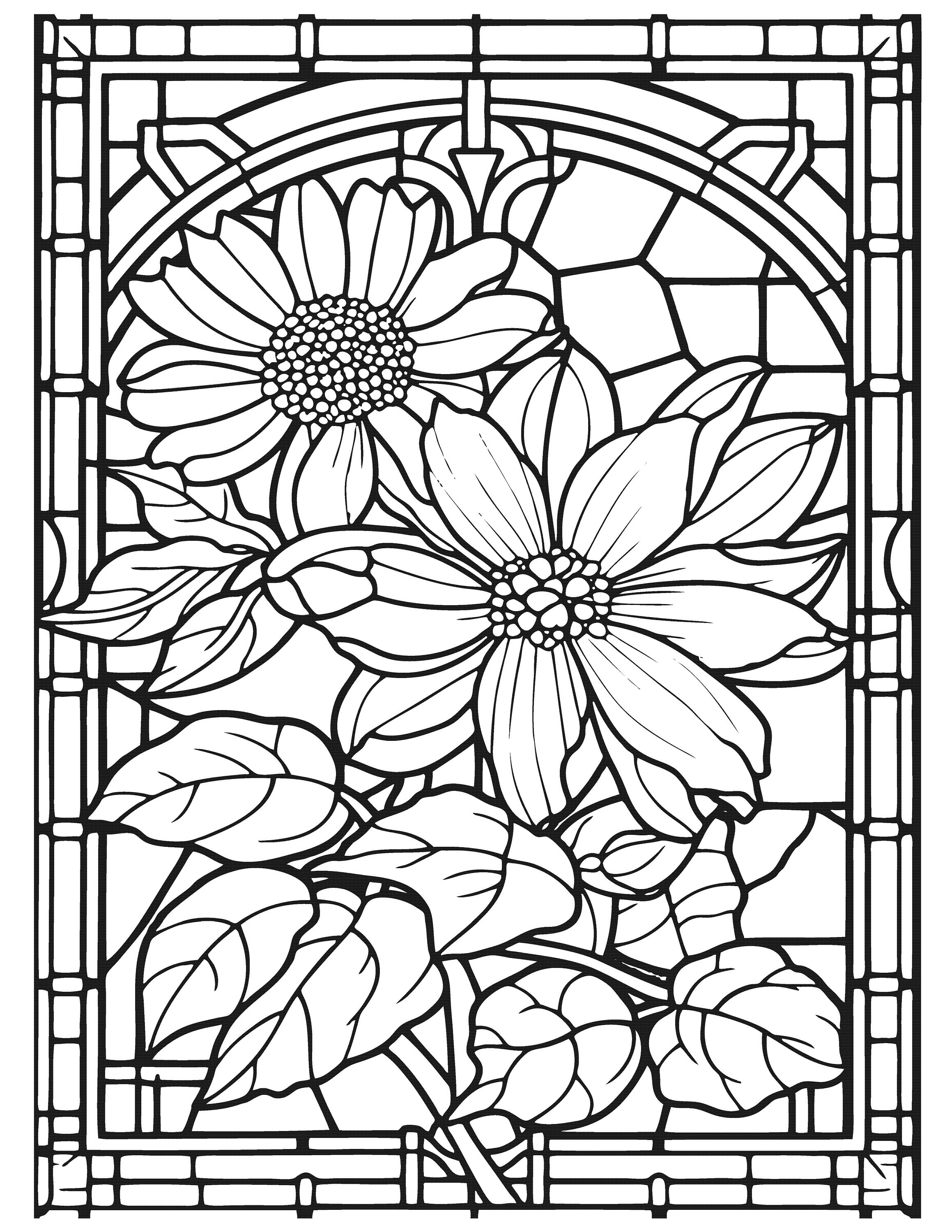 Nature Stain Glass Coloring Pages - Set of 10 - Digital Download - Etsy