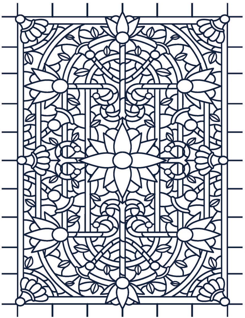 Nature Stain Glass Coloring Pages - Set of 10 - Digital Download - Etsy