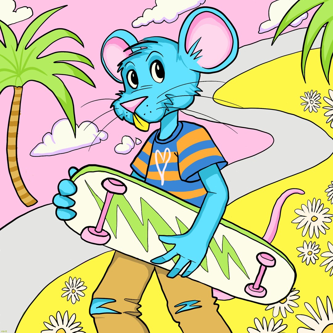 Skateboard Rat Art Print - Etsy