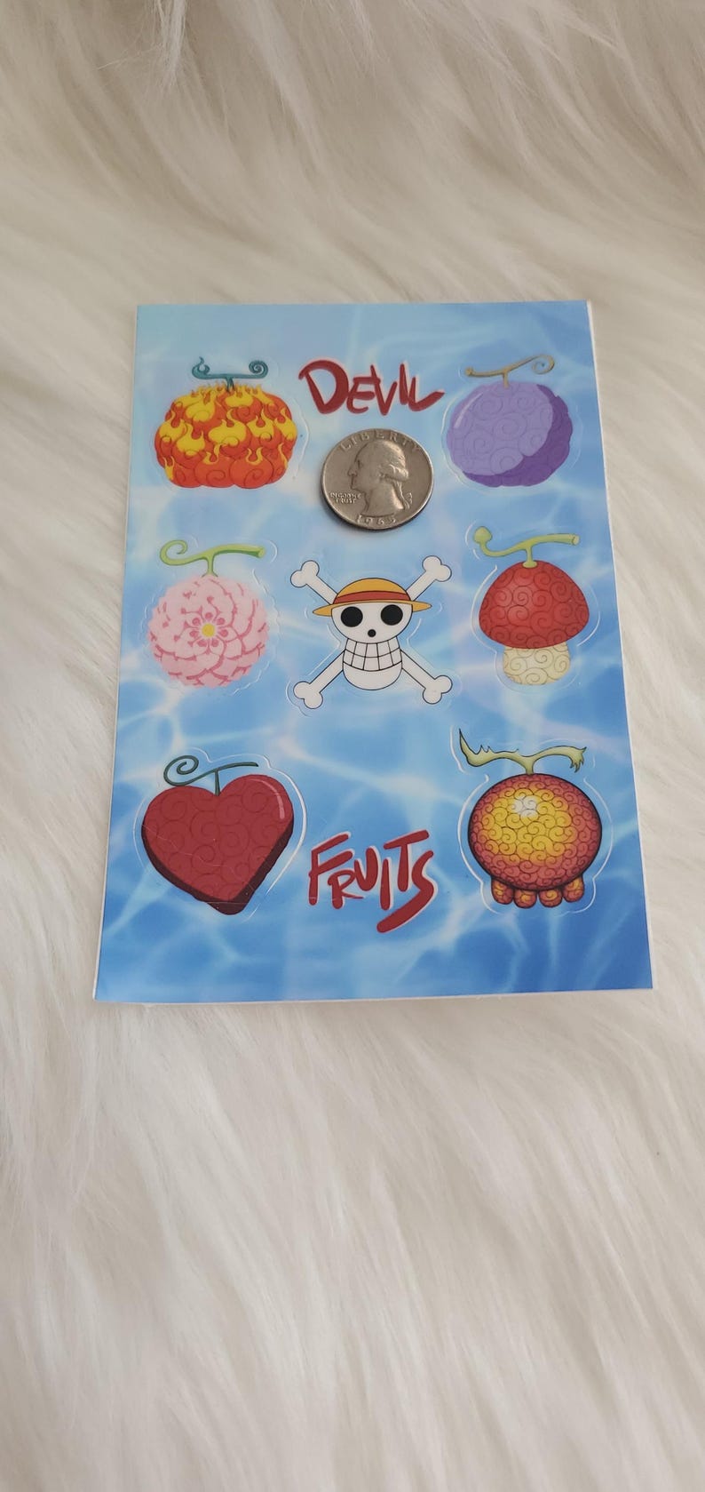 Pirate Devil Fruit Straw Hat Jolly Roger Anime Sticker Sheet of 7 - Etsy