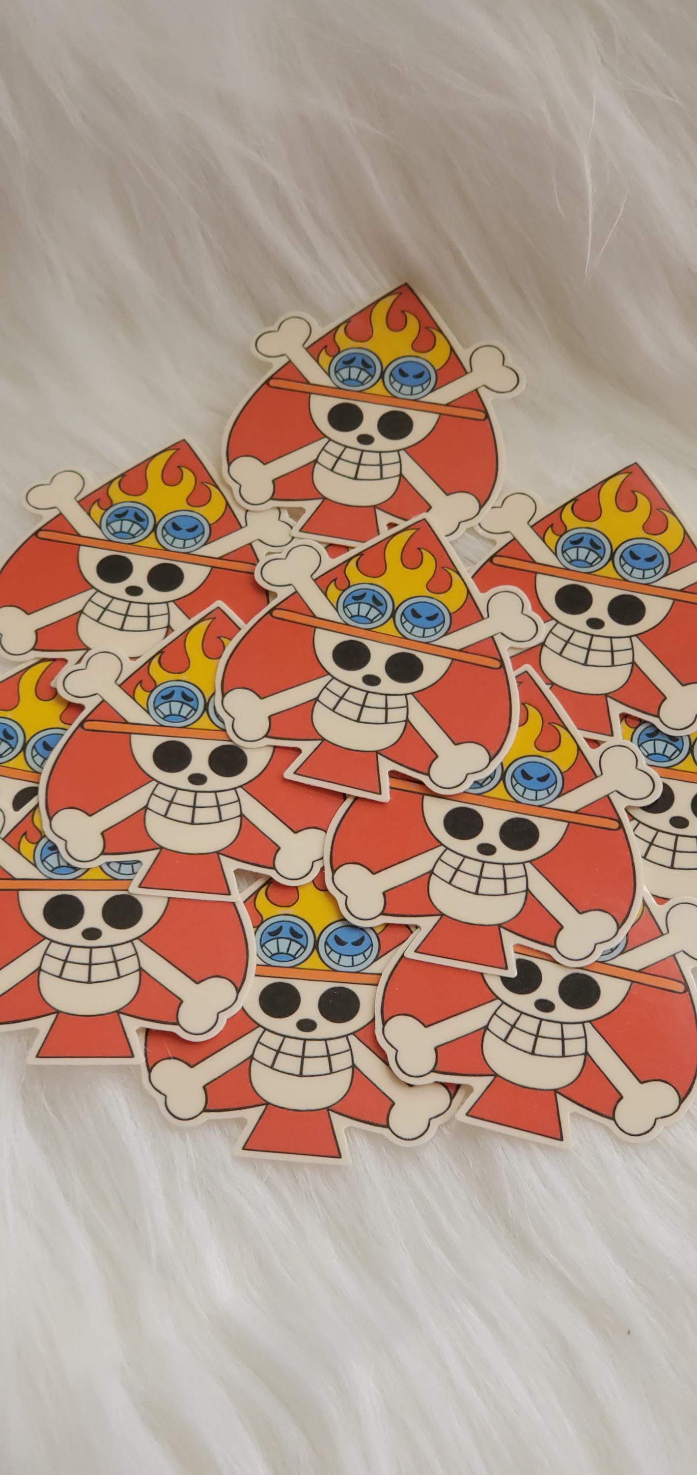 Portgas D Ace Anime Temporary Tattoo Spade Pirates Jolly Roger Fire ...