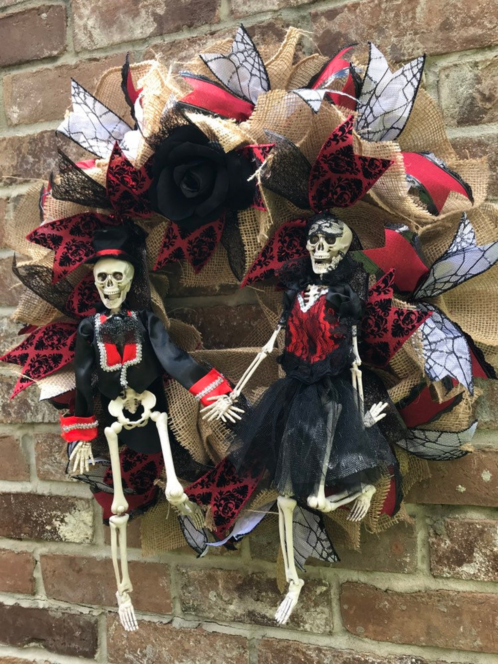 ONLY 1 Dancing Flapper Skeleton Halloween Wreath Red and | Etsy