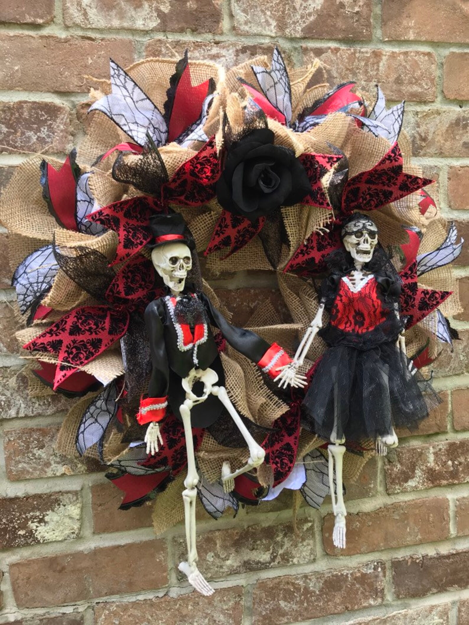 ONLY 1 Dancing Flapper Skeleton Halloween Wreath Red and | Etsy