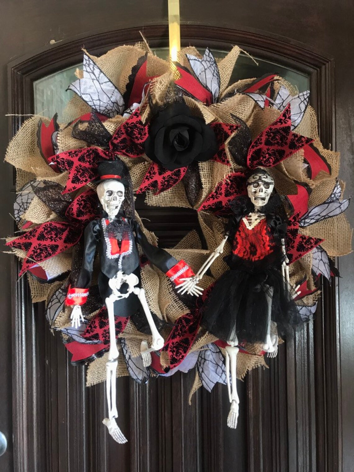 ONLY 1 Dancing Flapper Skeleton Halloween Wreath Red and | Etsy
