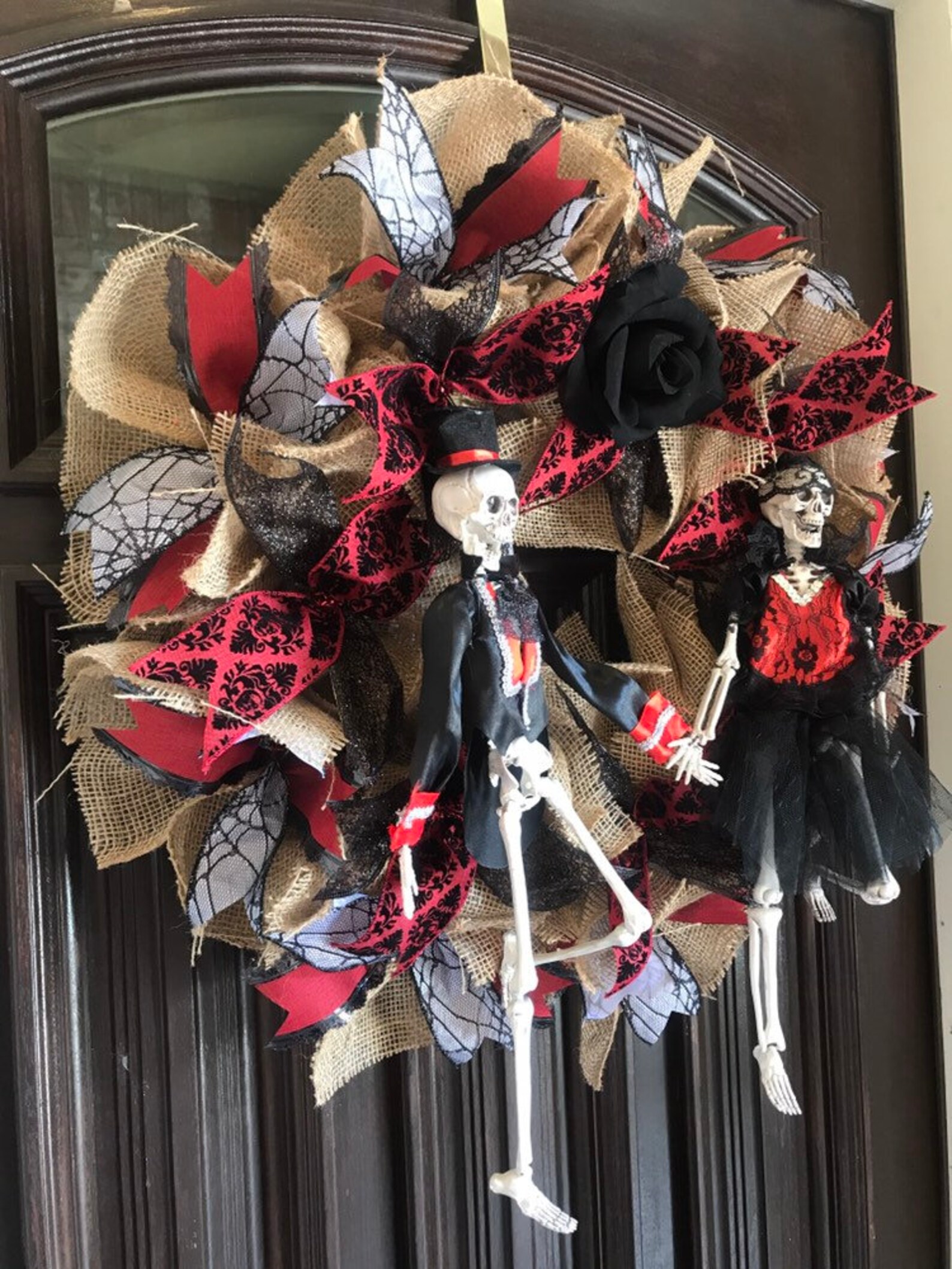 ONLY 1 Dancing Flapper Skeleton Halloween Wreath Red and | Etsy