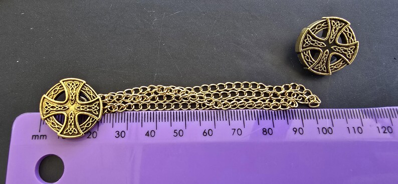 Celtic Cloak Closure, Gold Metal Buttons, With 90mm Double Loop Chain ...