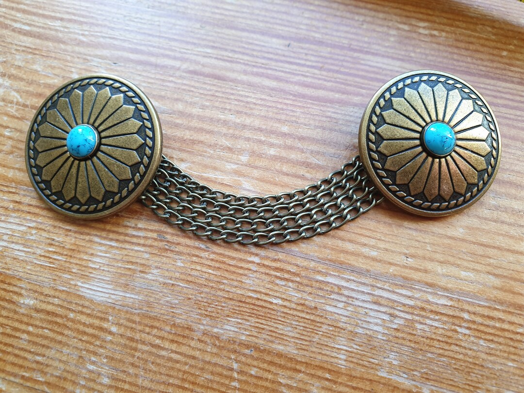 Celtic Cloak Clasp, 33mm Bronze Coloured Metal Shank Buttons and 9 Cm ...