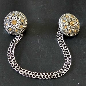 Antique Silver Cloak Clasp, Amber Gemstone Buttons, Chain Fastening - Etsy