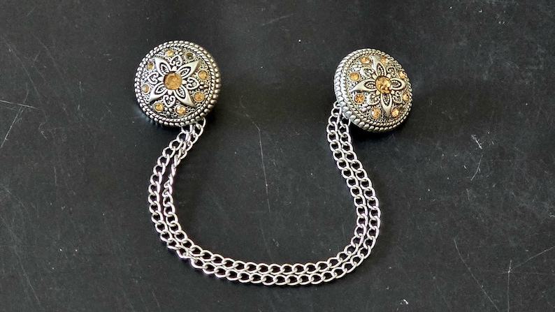 Cloak Clasp,cloak Fastener, Antique Silver and Amber Gemstone, 20mm ...