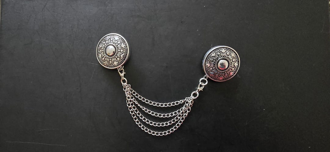New, Cloak Clasp, Silver 27mm Metal Button, Gold Plated Stainless Steel ...