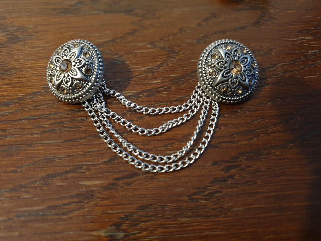 Cloak Clasp,cloak Fastener, Antique Silver and Amber Gemstone, 20mm ...