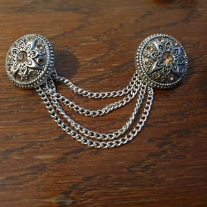 Antique Silver Cloak Clasp, Amber Gemstone Buttons, Chain Fastening - Etsy