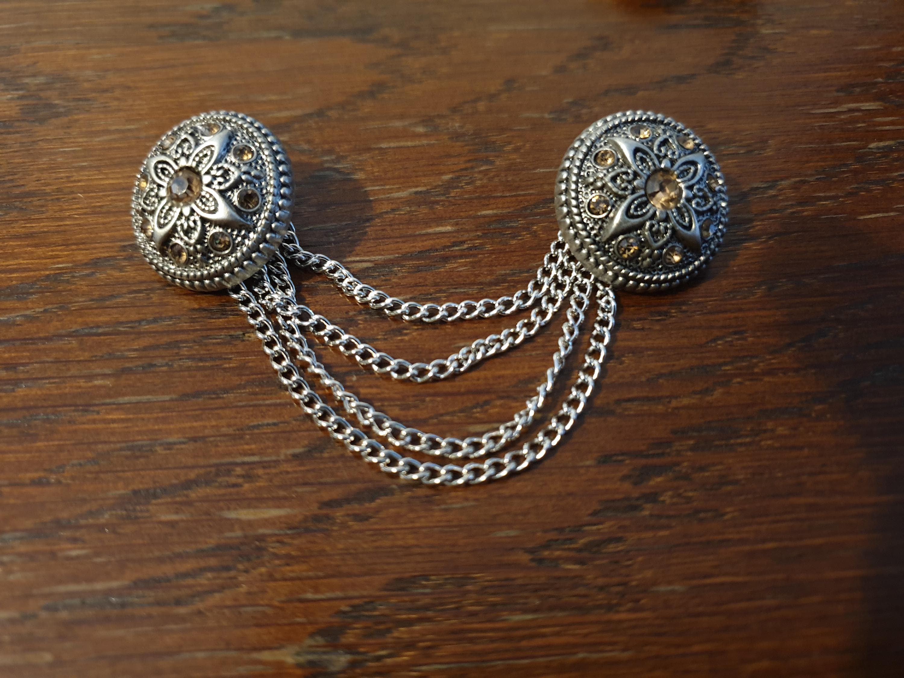 Cloak Clasp,cloak Fastener, Antique Silver and Amber Gemstone, 20mm ...