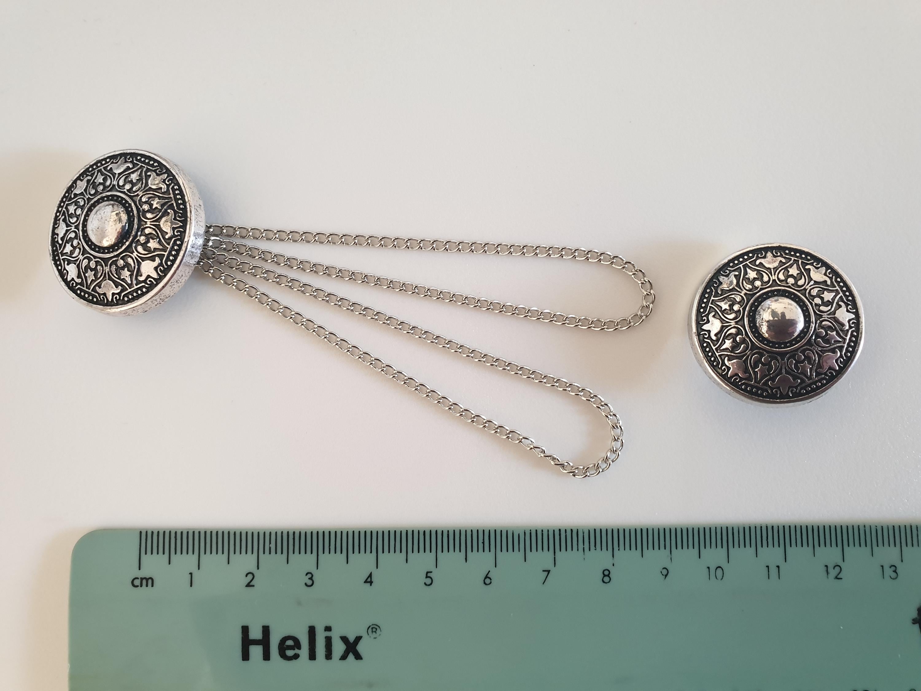 Celtic Cloak Clasp, Silver Coloured, 27mm Metal Shank, Button and 90mm ...