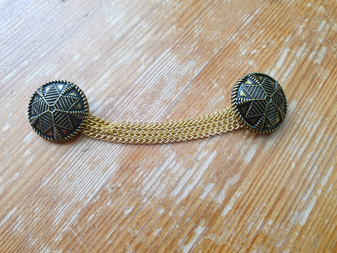 Celtic Cloak Clasp, Gold/black Coloured, 18mm Metal Shank, Button and ...