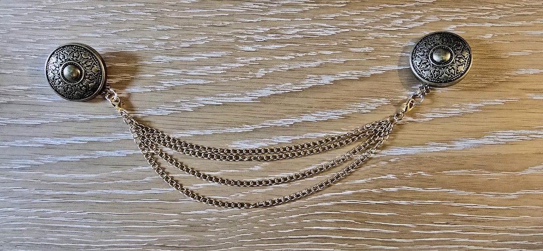 Medieval Cloak Chains Fastener, Bronze Buttons, Gold Plated Stainless ...