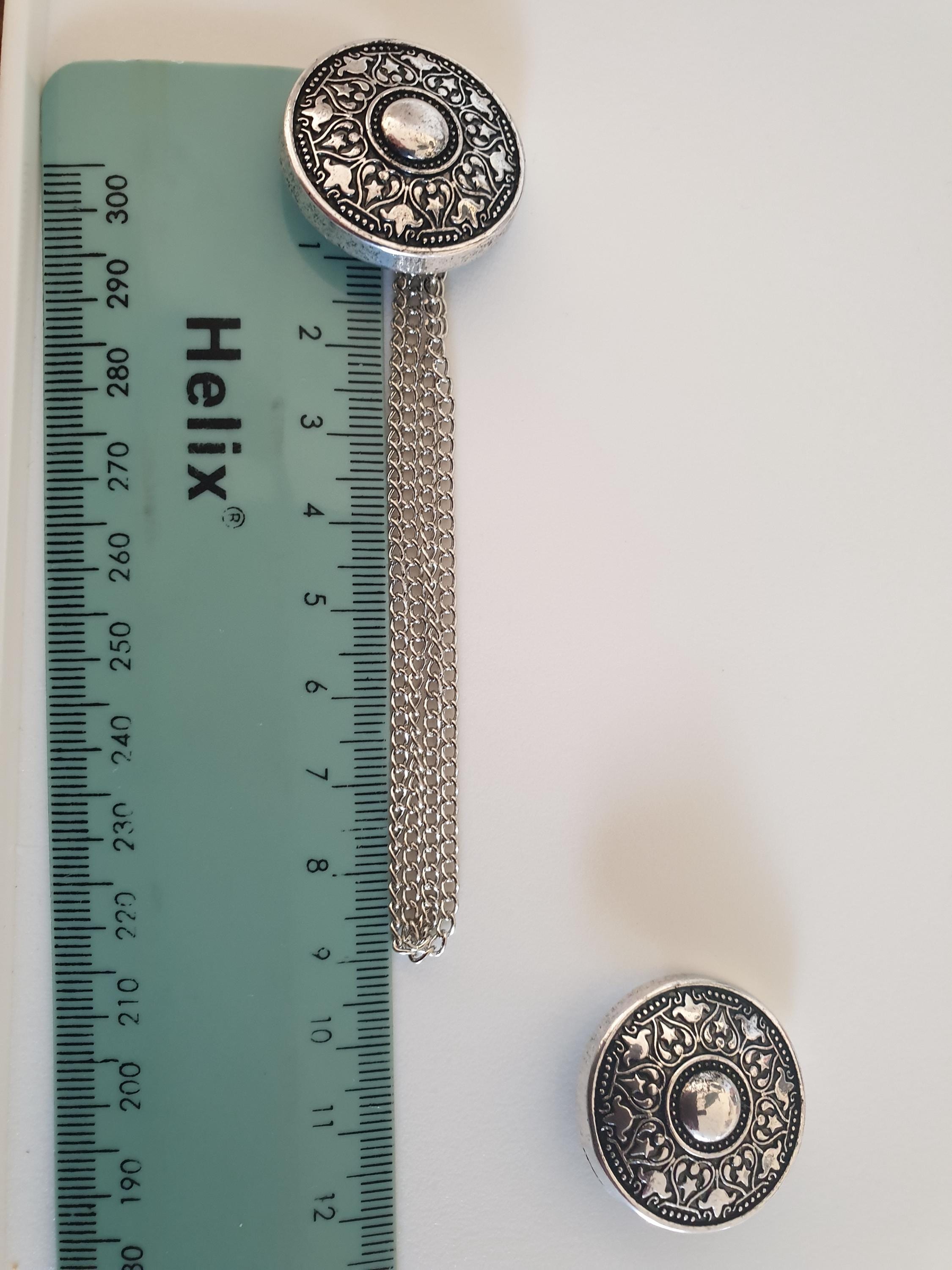 Celtic Cloak Chain Fastener, Silver, 27mm Metal Shank, Button and 90mm ...