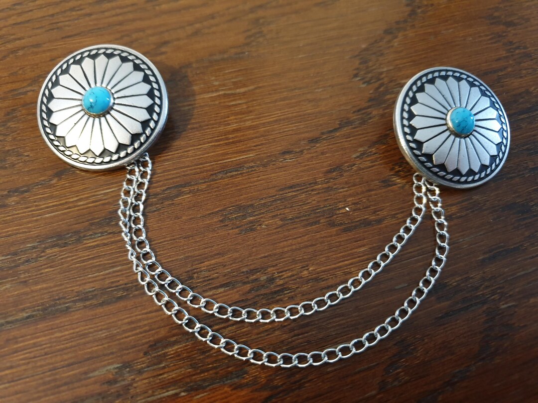 Medieval Cloak Fasteners, Silver 33mm Metal Shank Buttons and 170mm ...