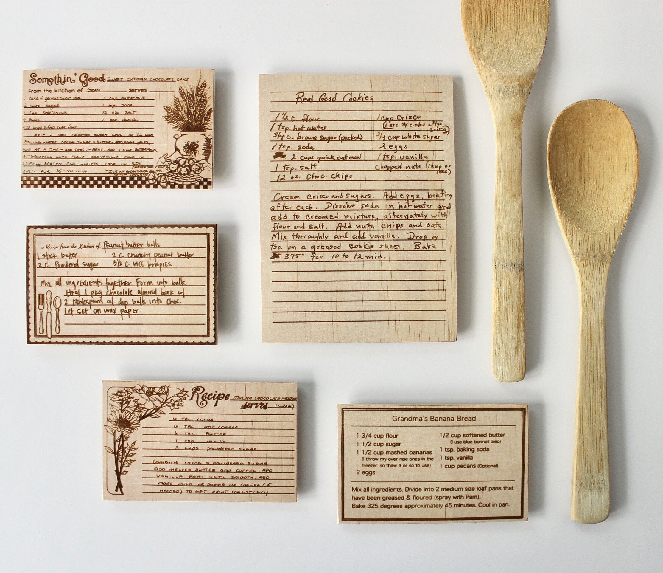 Custom Wood Recipe Card Personalized Handwriting Gift Unique - Etsy