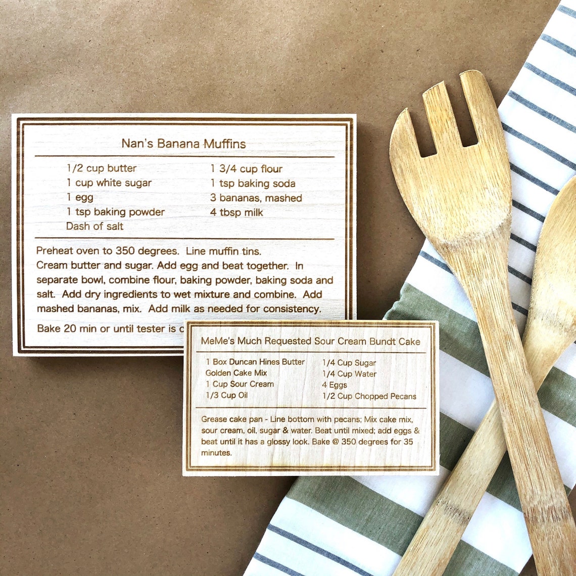 Custom Wood Recipe Card Personalized Handwriting Gift Unique - Etsy