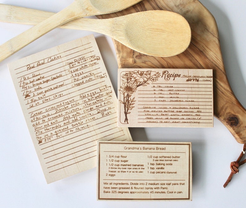 Custom Wood Recipe Card, Personalized Handwriting Gift, Unique Mothers ...