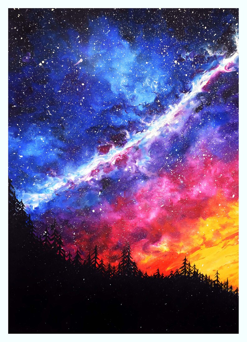 Galaxy Print Milky Way Painting Galaxy Art Starry Sky - Etsy Singapore