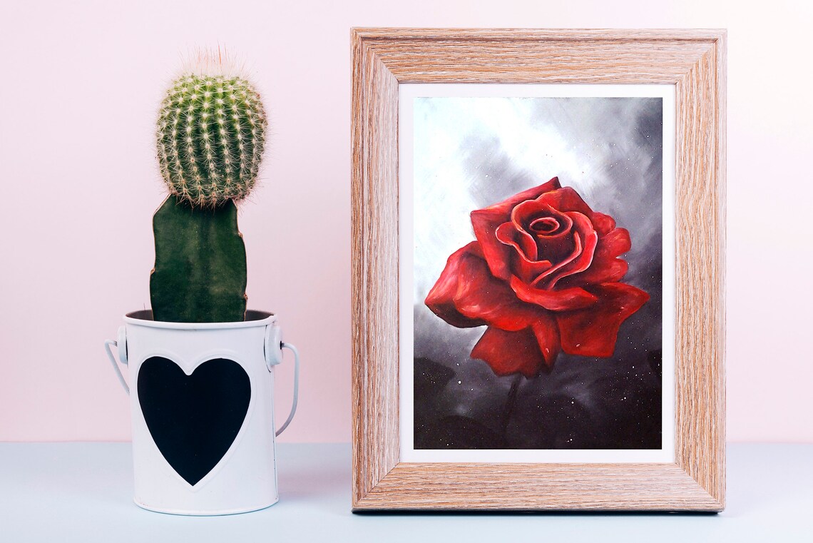 Rose Painting Print, Rose Oil Painting, Rose Print, Romantic Gift, Rose ...