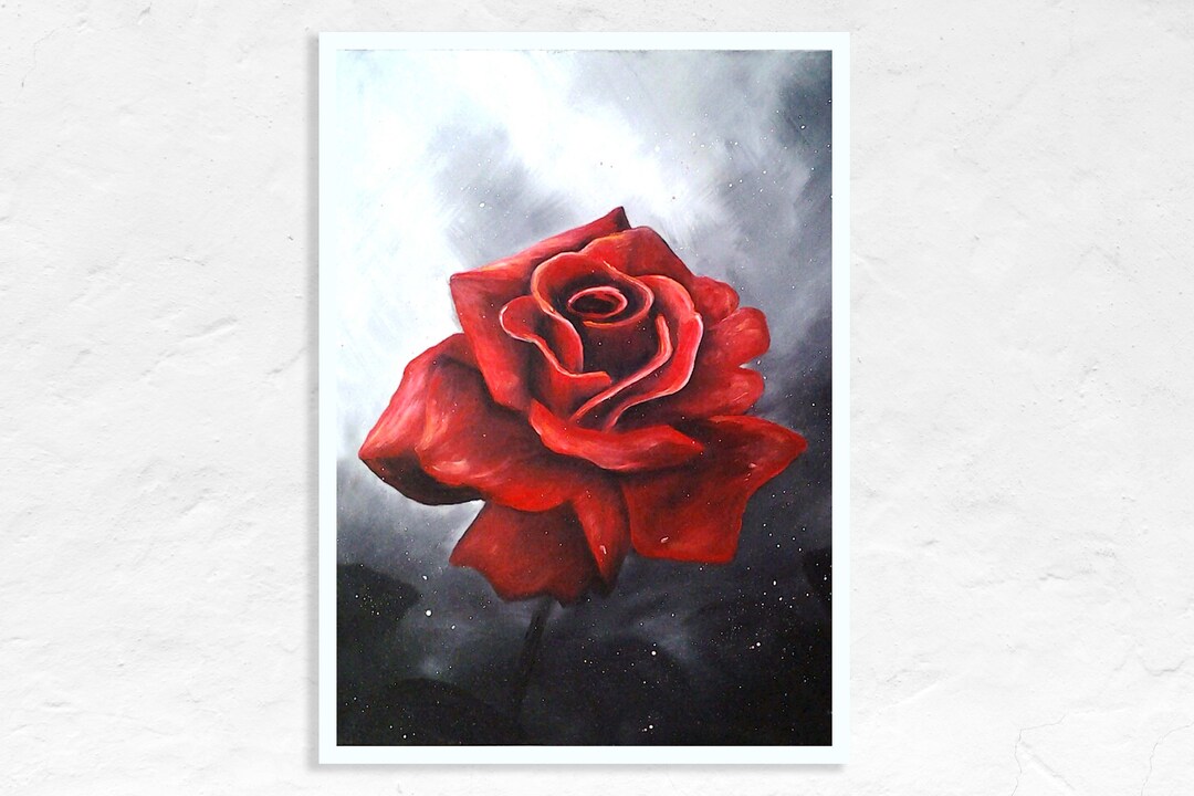 Rose Painting Print, Rose Oil Painting, Rose Print, Romantic Gift, Rose ...