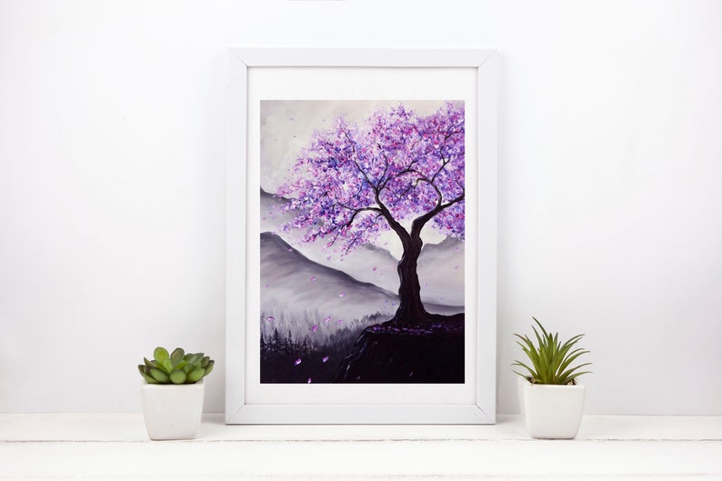 Tree Art Print, Original Painting, Purple Tree Wall Art, Jacaranda Tree ...