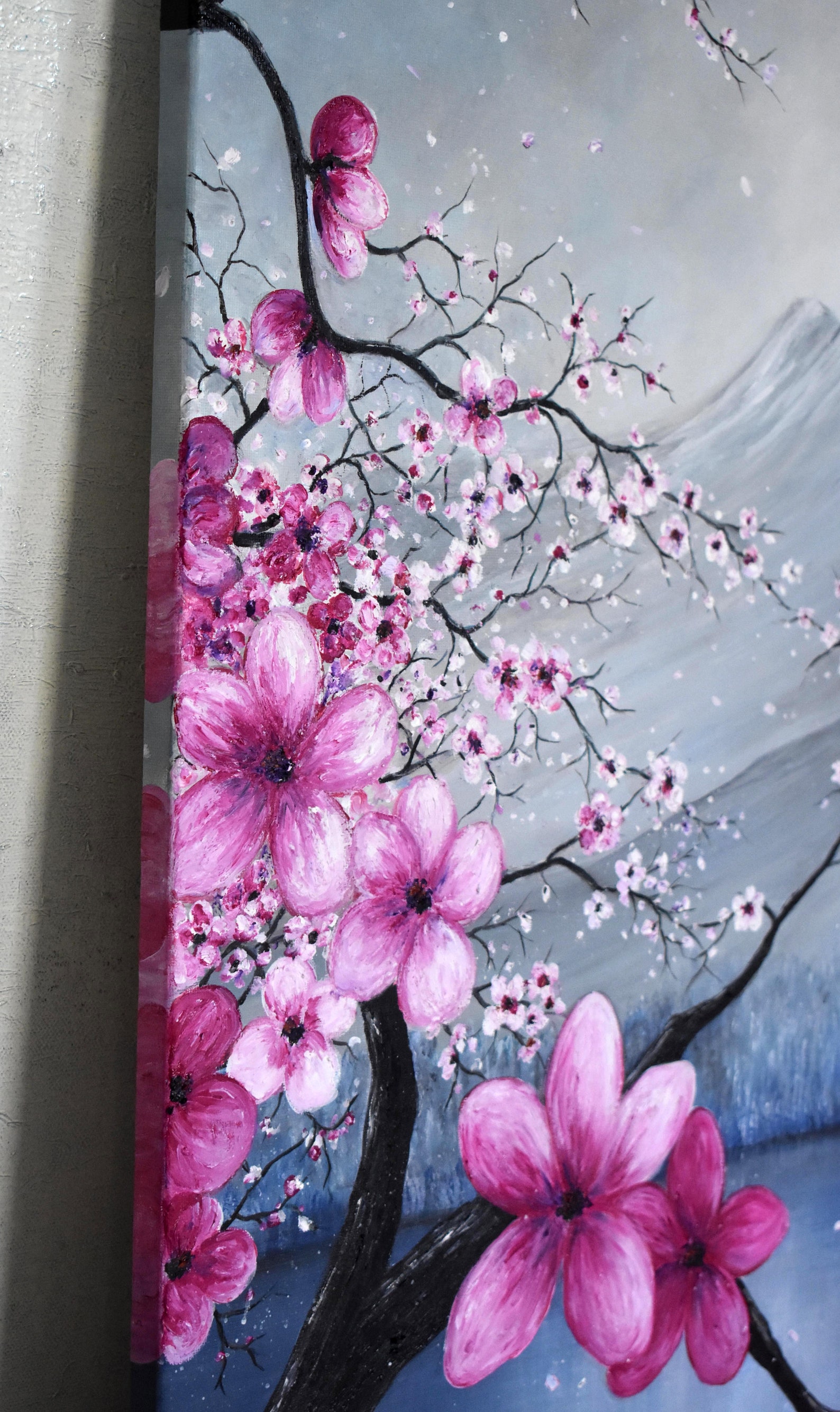 Original Oil Painting, Pink Cherry Blossom Impressionist Art Spring ...