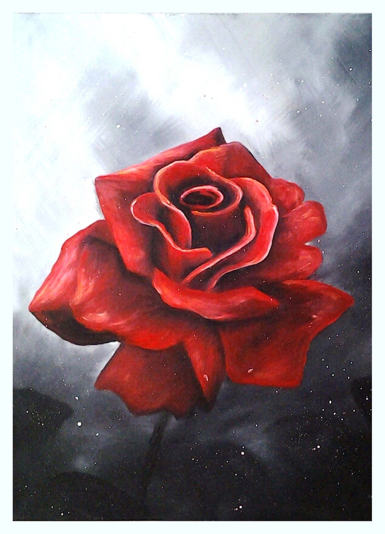 Rose Painting Print, Rose Oil Painting, Rose Print, Romantic Gift, Rose ...