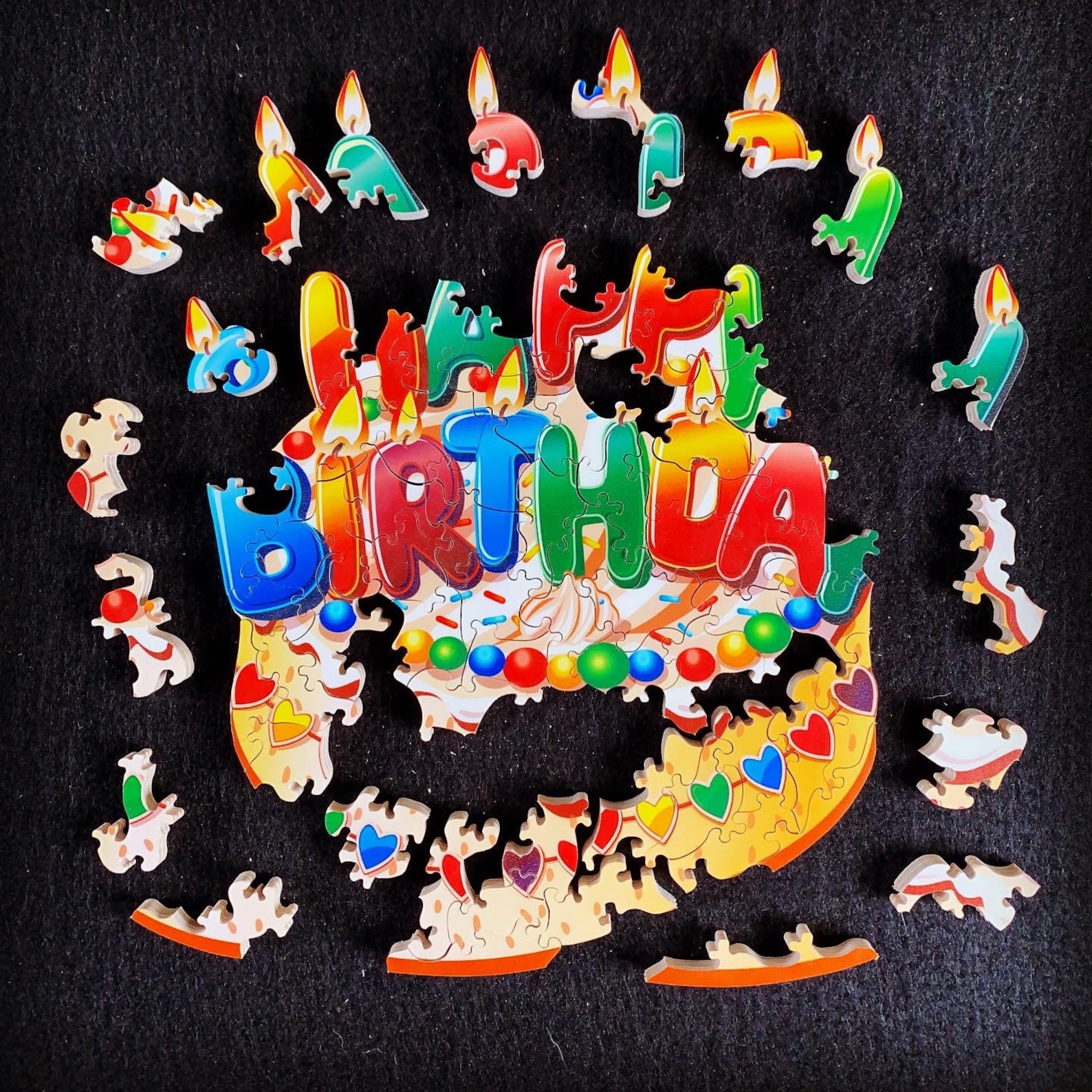 Happy Birthday Wooden Jigsaw puzzle hand-cut by MGC. Irregular | Etsy