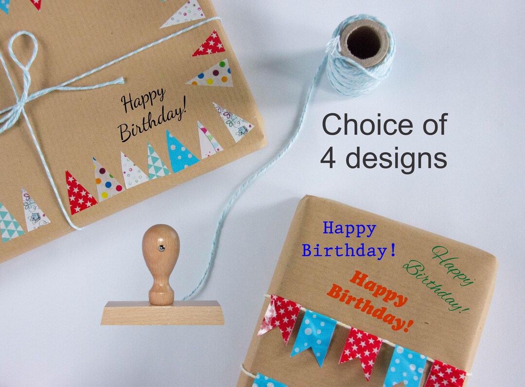 Happy Birthday Rubber Stamp - Party Stamper - Birthday Card Stamp ...