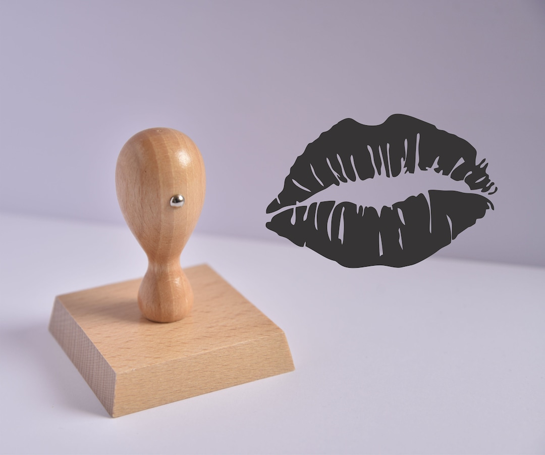 Kiss Rubber Stamp, Kissing Lips Image, Valentines Stamp, Love Stamp ...