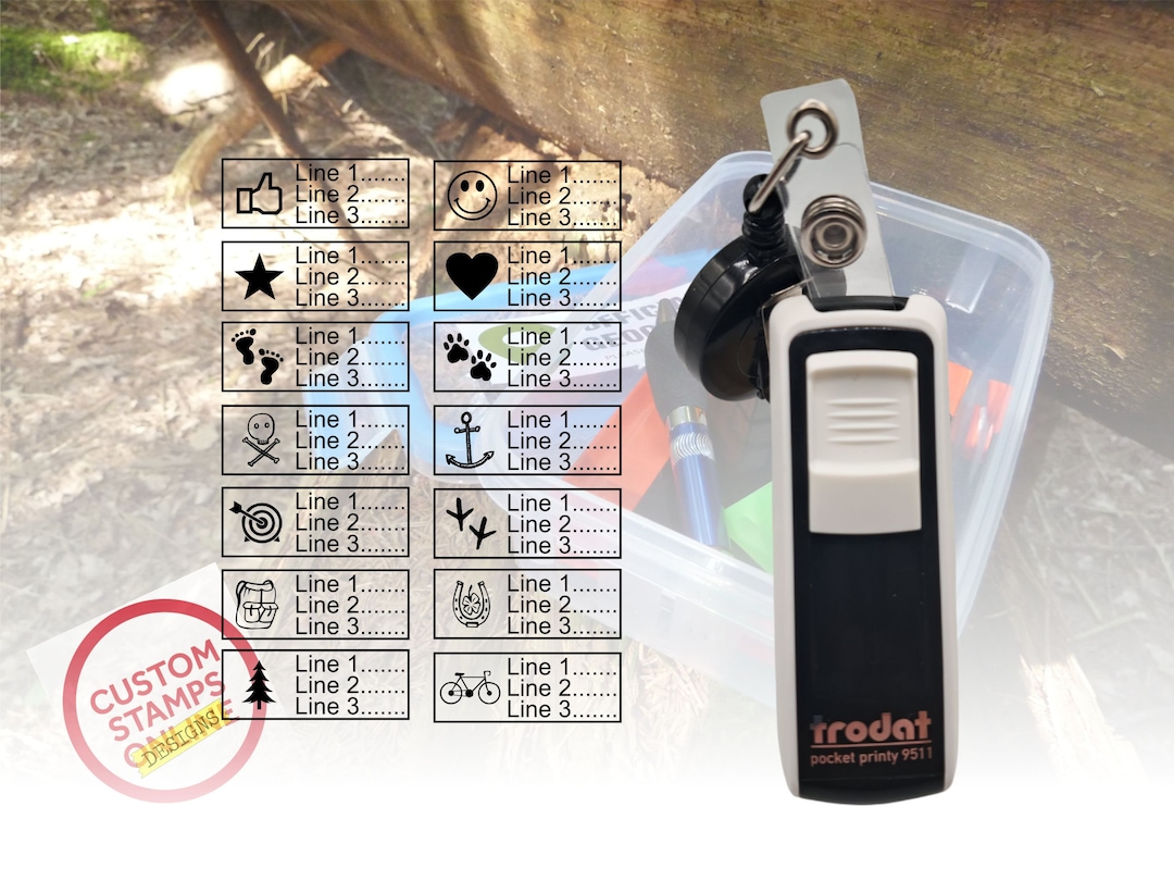 Personalised Geocaching Stamp. Trodat Pocket Printy 9511, Black Ink ...