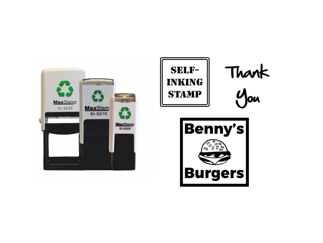 Customised Square Self Inking Stamp various Sizes, Personalised Stamp ...