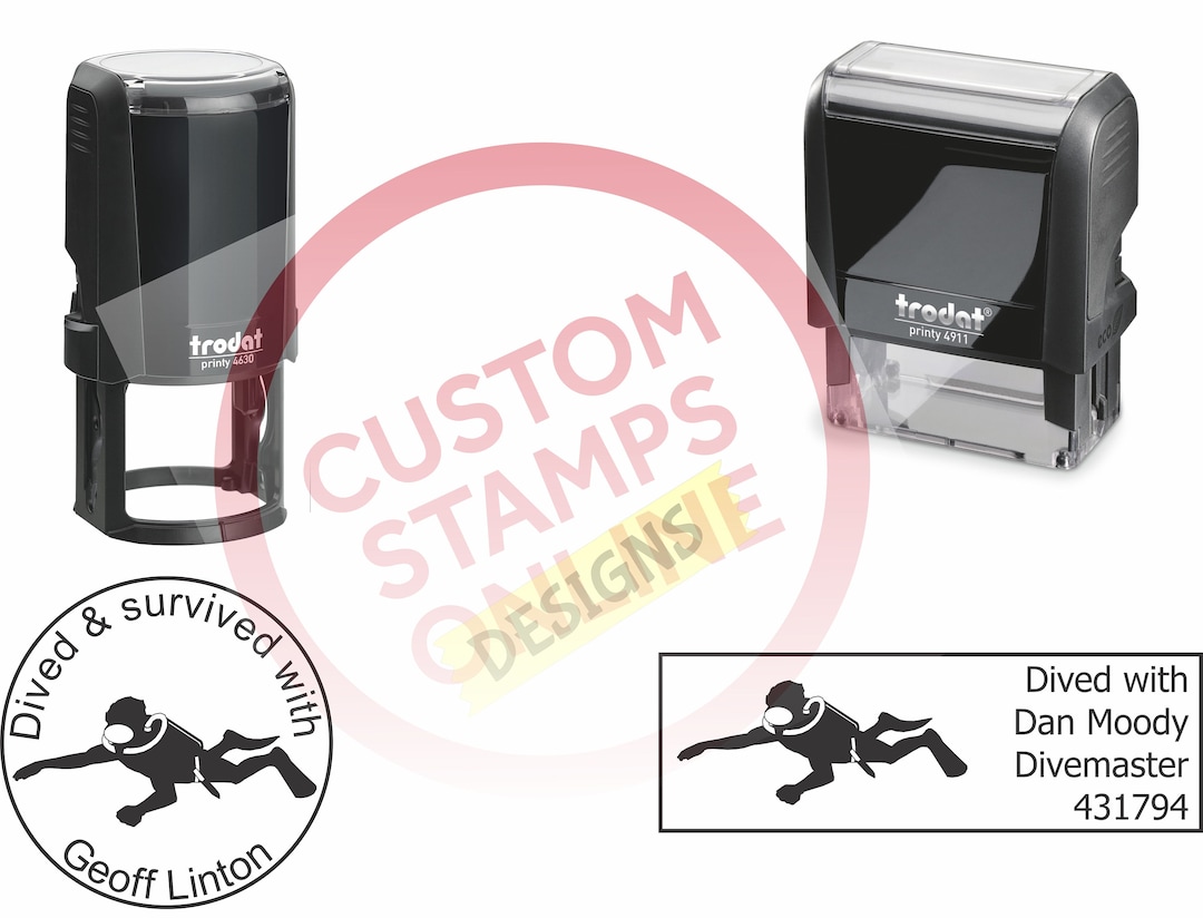 Customised Diver Stamp, Personalised Diving Log Book Stamp, Diving ...