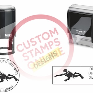 Customised Diver Stamp, Personalised Diving Log Book Stamp, Diving ...