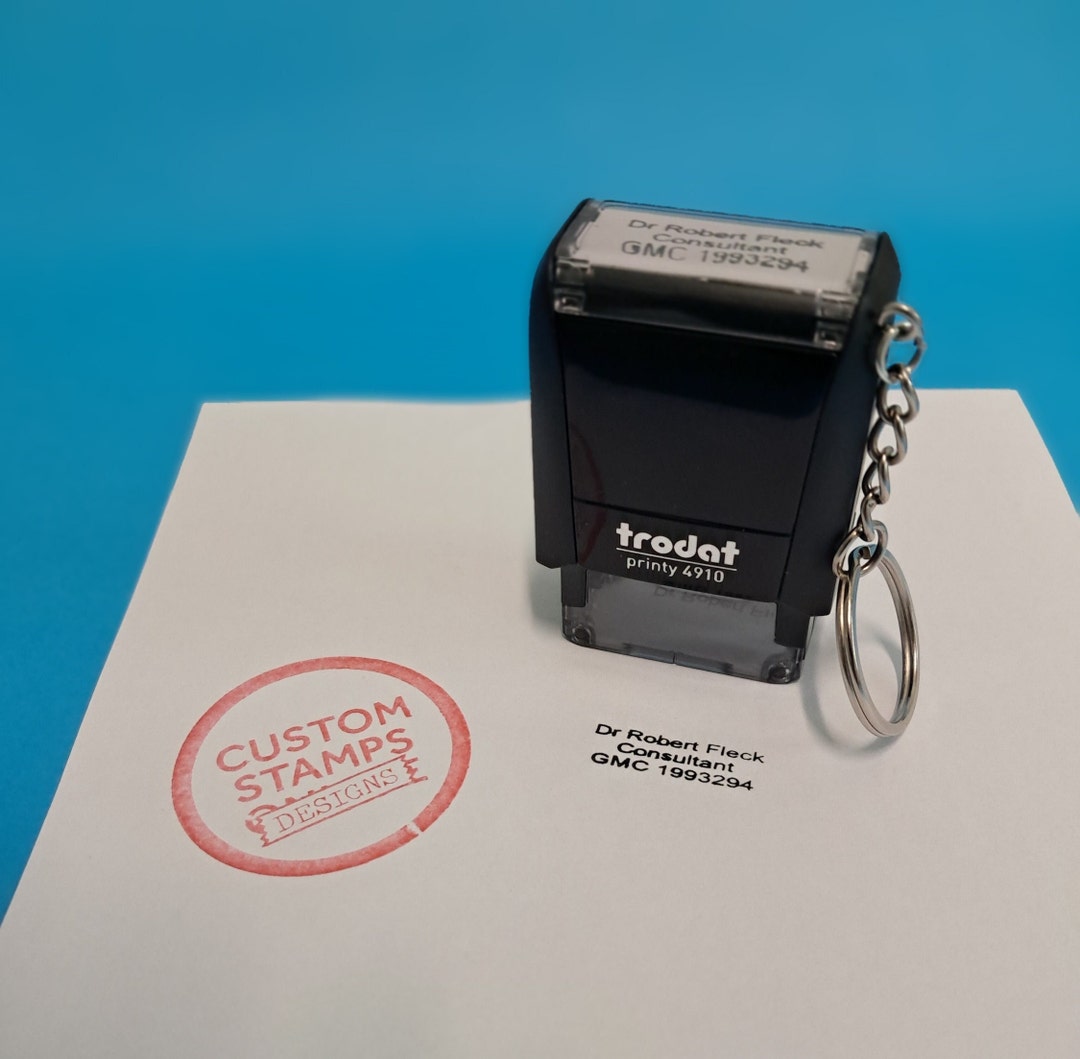 Personalised Keyring Self Inking Stamp, Suitable for NHS Workers. Doctor, Nurse, Midwife, Name ...
