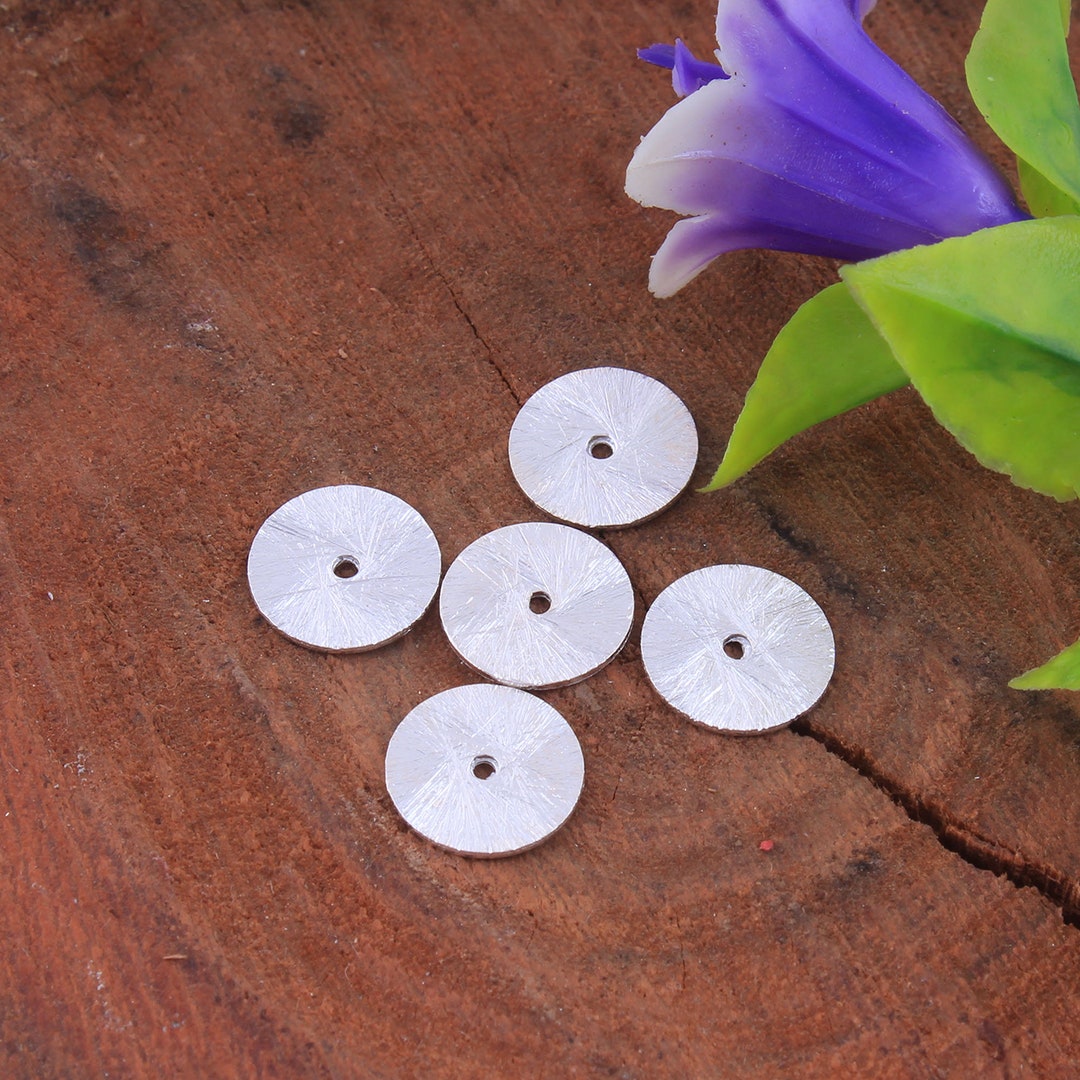 5 Sterling Silver Flat Disc Spacers: Brushed Heishi Beads, 12mm - Etsy
