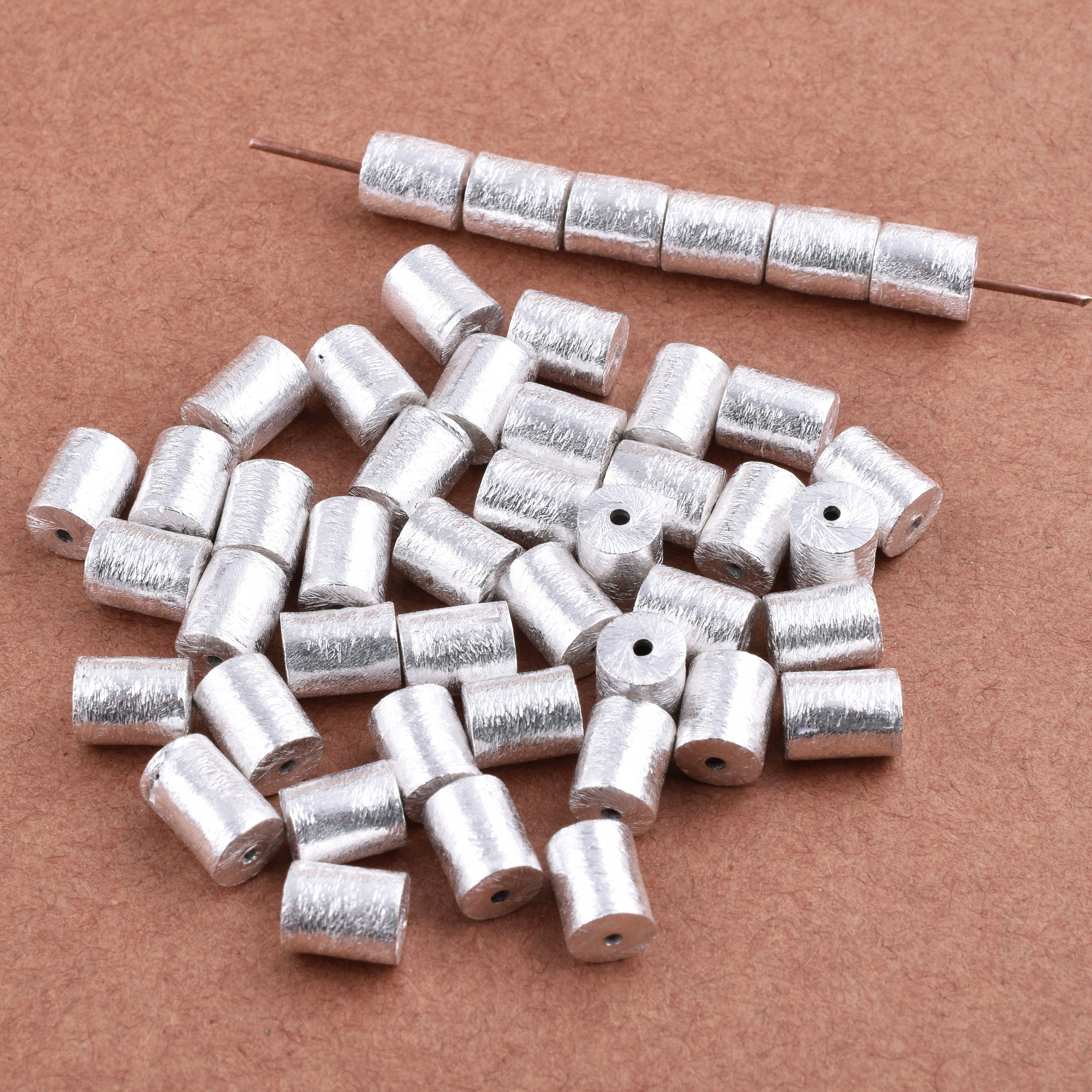 6x6mm 25 Pec Silver Cylinder Beads Barrel Beads Drum Beads | Etsy